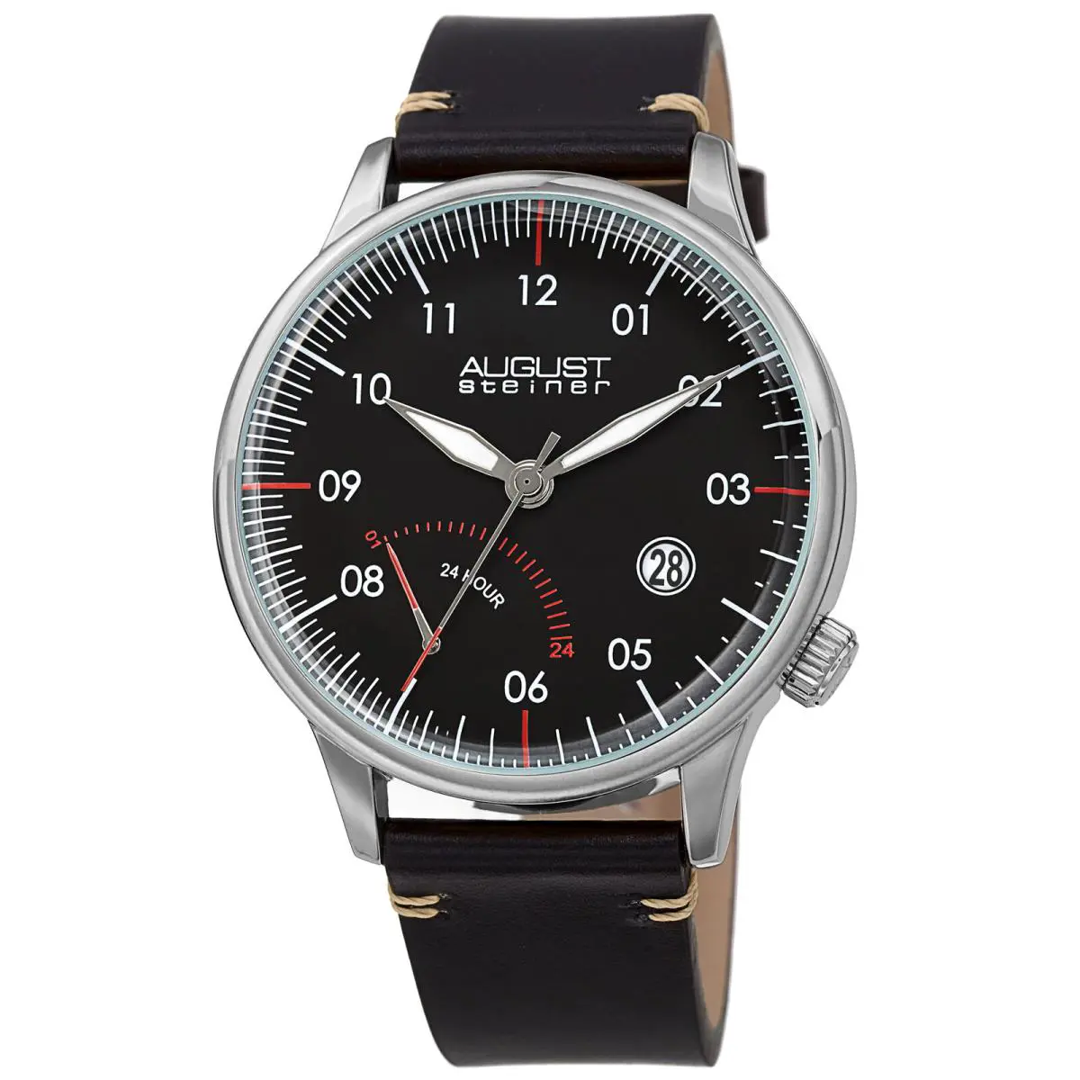 Men`s AS8285 Quartz 24hr Retrograde Date Leather Strap Watch by August ...