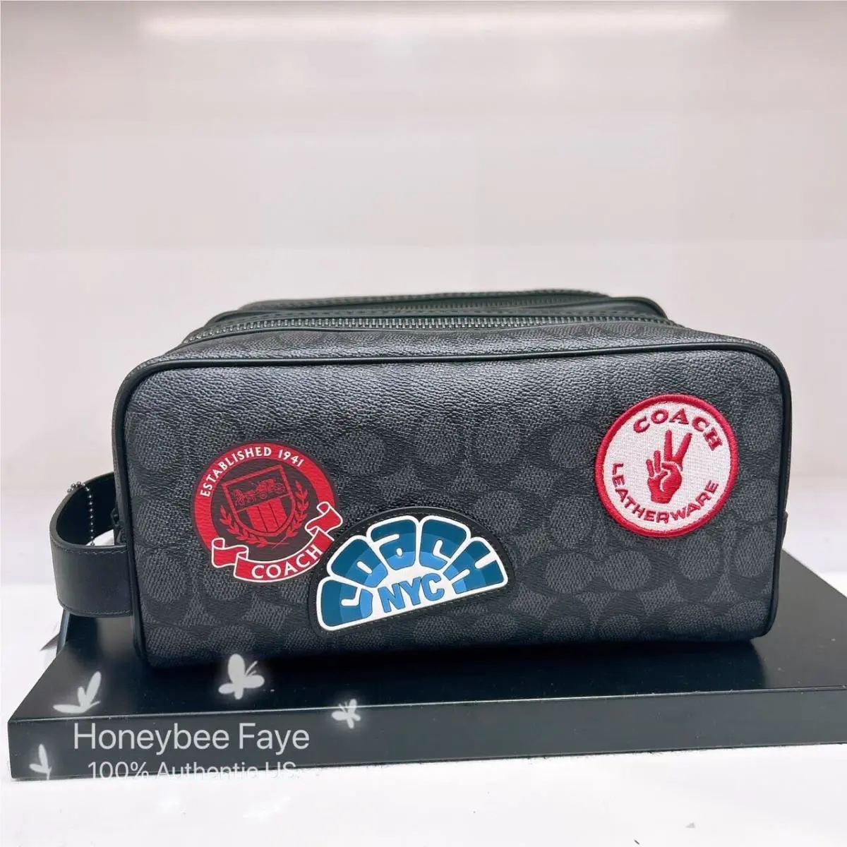 Men`s Large Travel Kit In Signature Canvas with Patches CY904 by Coach ...