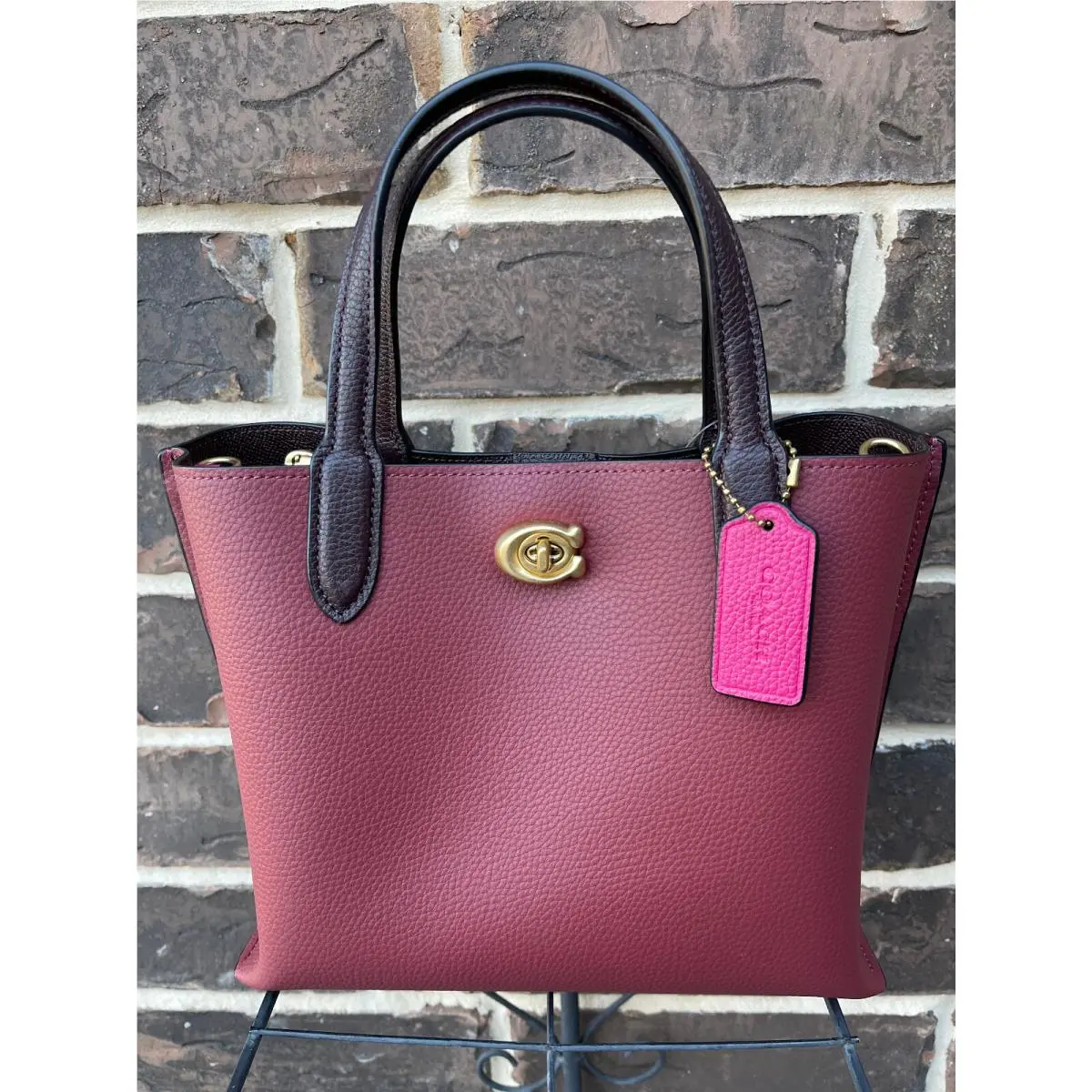 Colorblock Leather Willow Tote 24 Crossbody Cherry Red Multi C8561 by ...