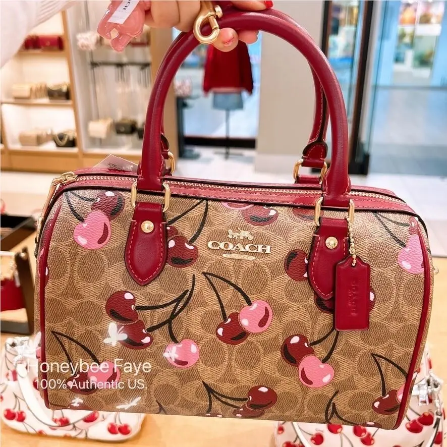 Rowan Satchel Bag with Cherry Print CY692 /CCZ15 by Coach | Fash Direct