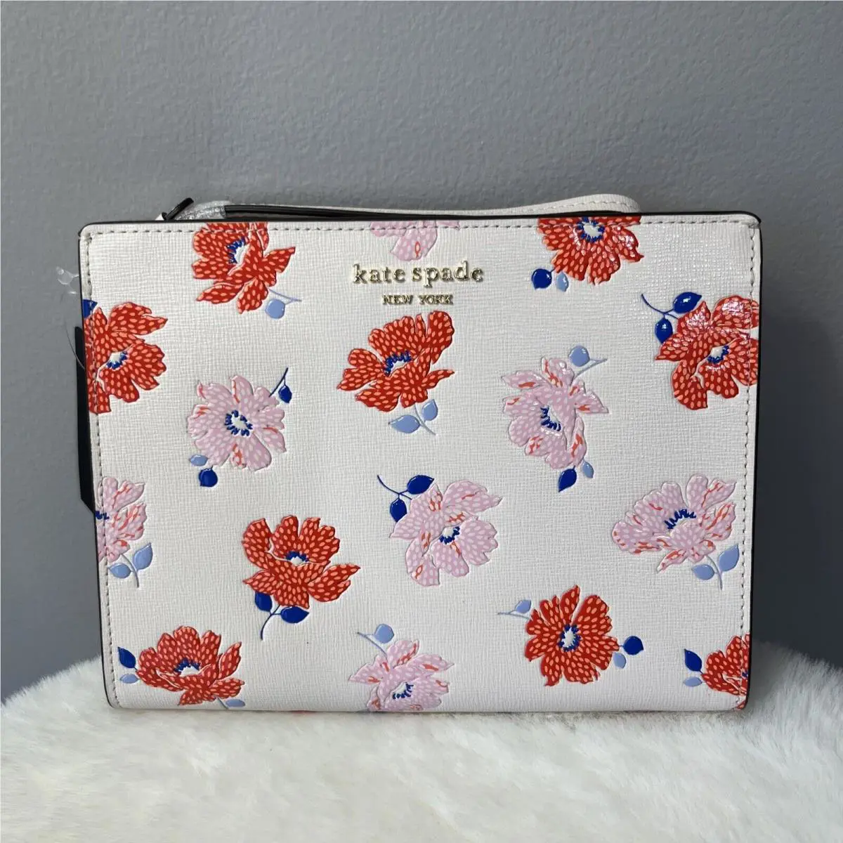 Morgan Dotty Floral Embossed Gusseted Wristlet White Multi by Kate ...