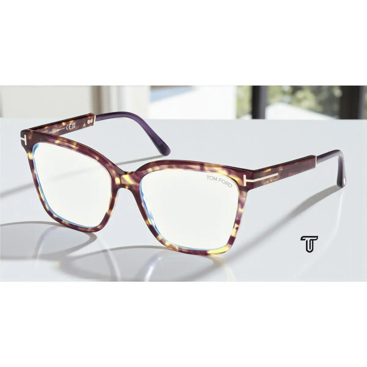 FT5892 B 055 Plastic Coloured Havana 56 mm Women`s Eyeglasses by Tom ...